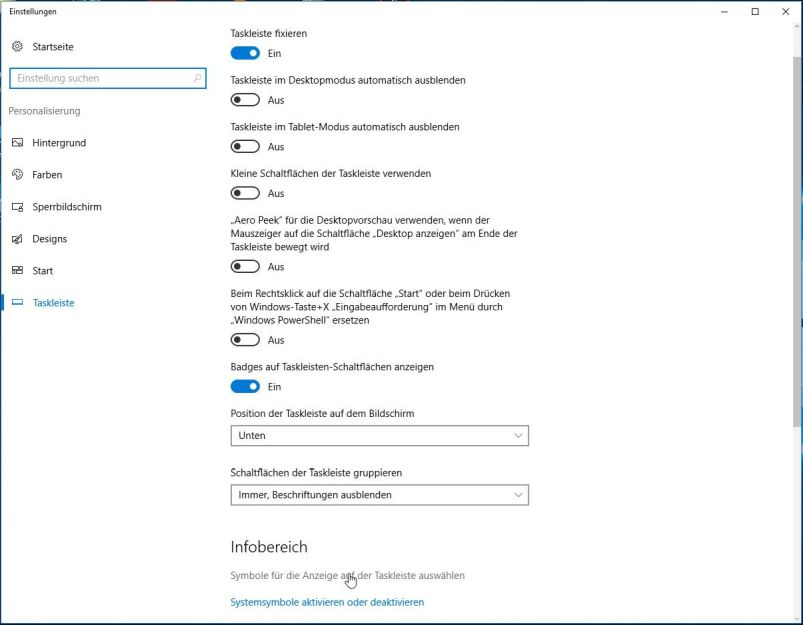Windows 10 - Taskleistensymbole